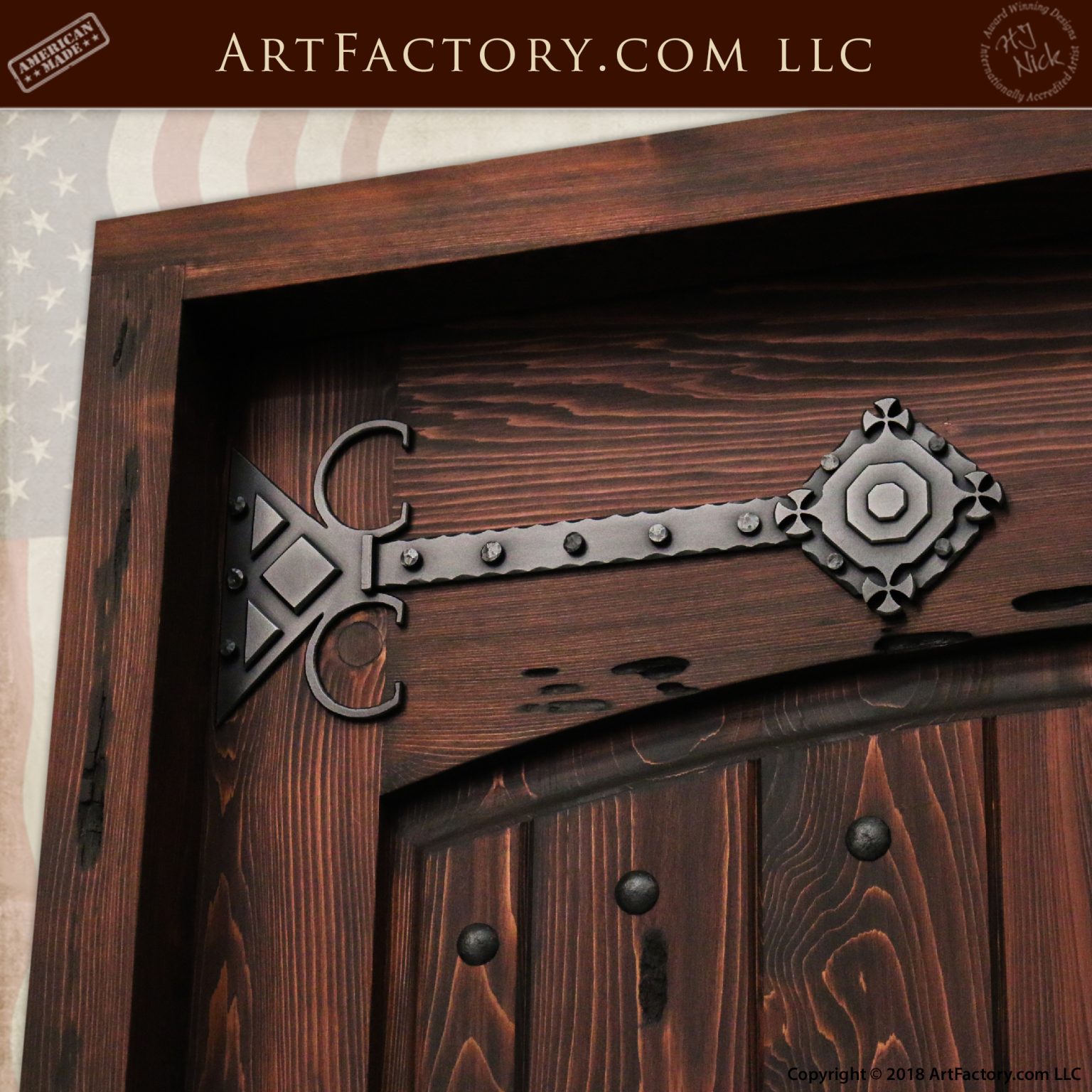 Custom Cathedral Strap Hinge: Fine Art Ornamental Iron Door Hardware