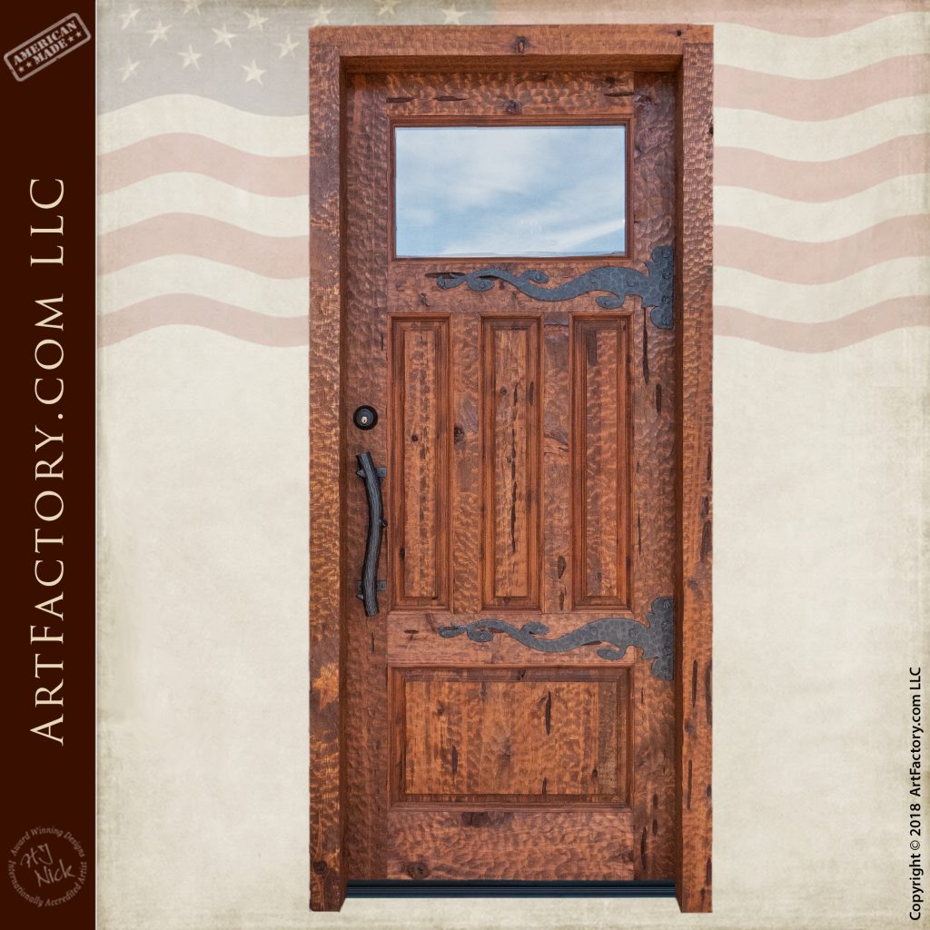 Custom Handmade Front Door: With Sidelights And Triangular Transom