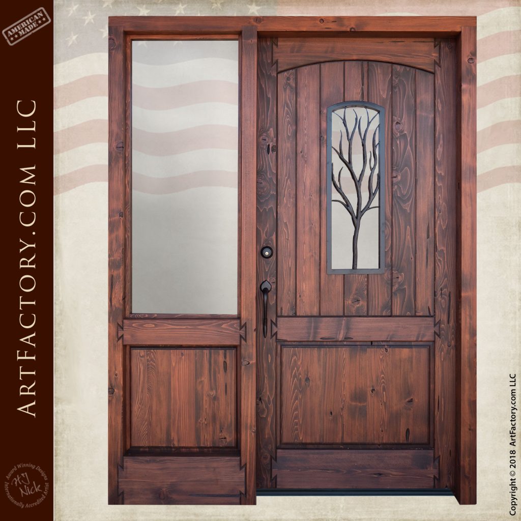 Custom Handmade Front Door: With Sidelights And Triangular Transom