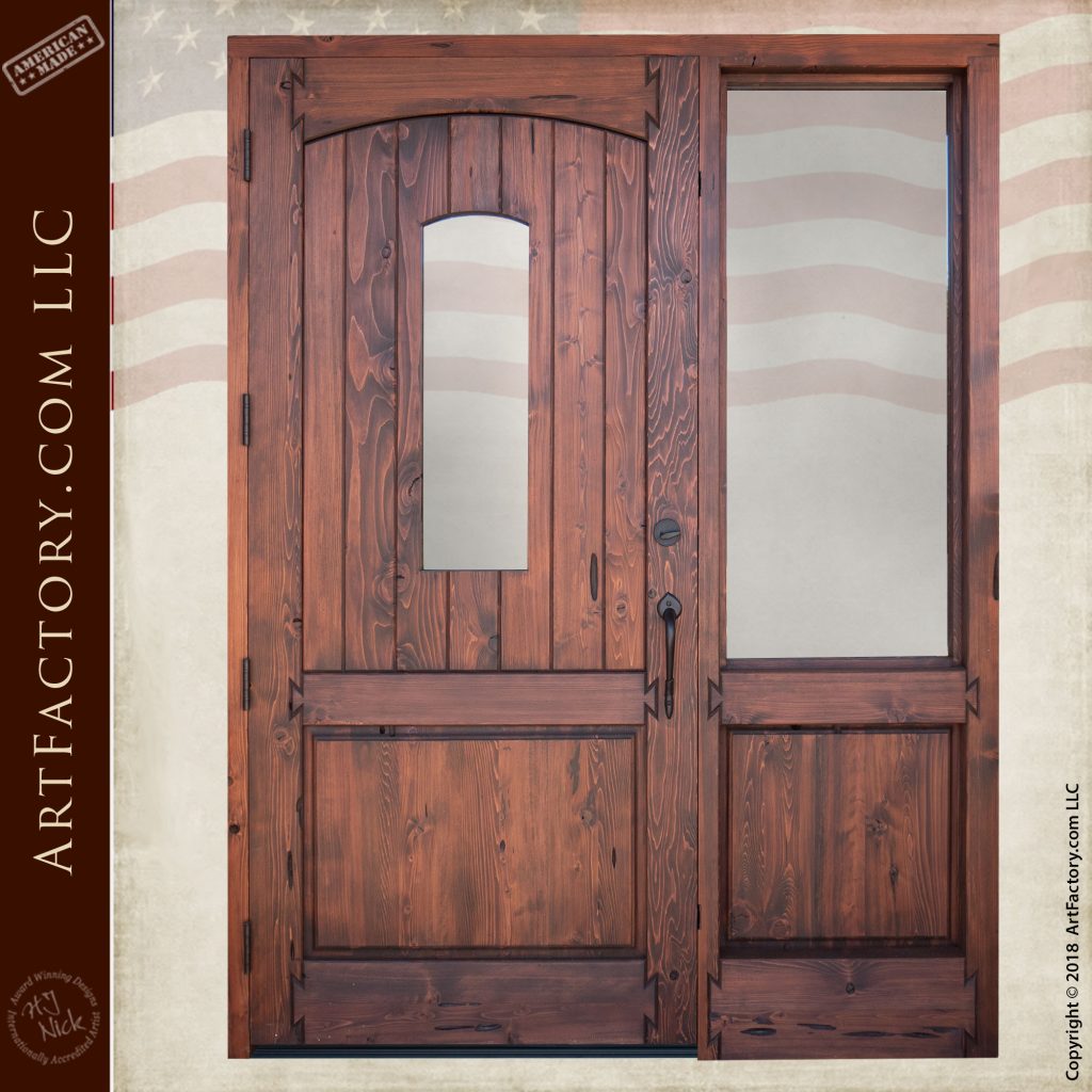 Iron Tree Wooden Door: Custom Solid Wood Entrance With Sidelight