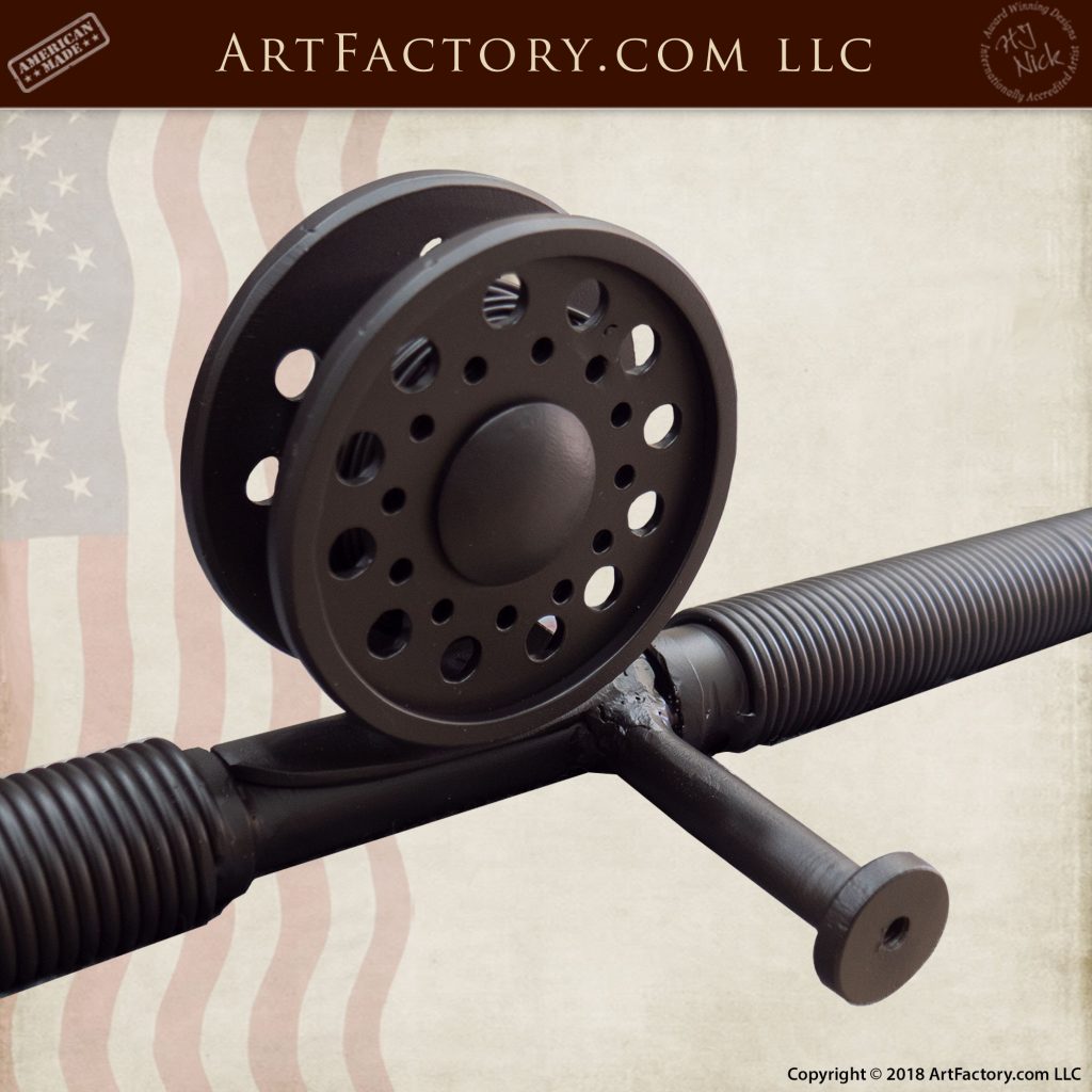 Fishing Pole Door Pulls: Custom Rod & Reel Hand Forged Iron Handles