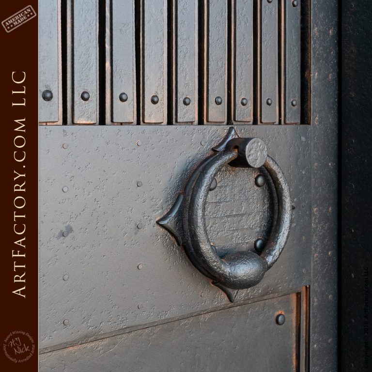 Custom Wooden Fortress Door: With Genuine Wrought Iron Plated Panel