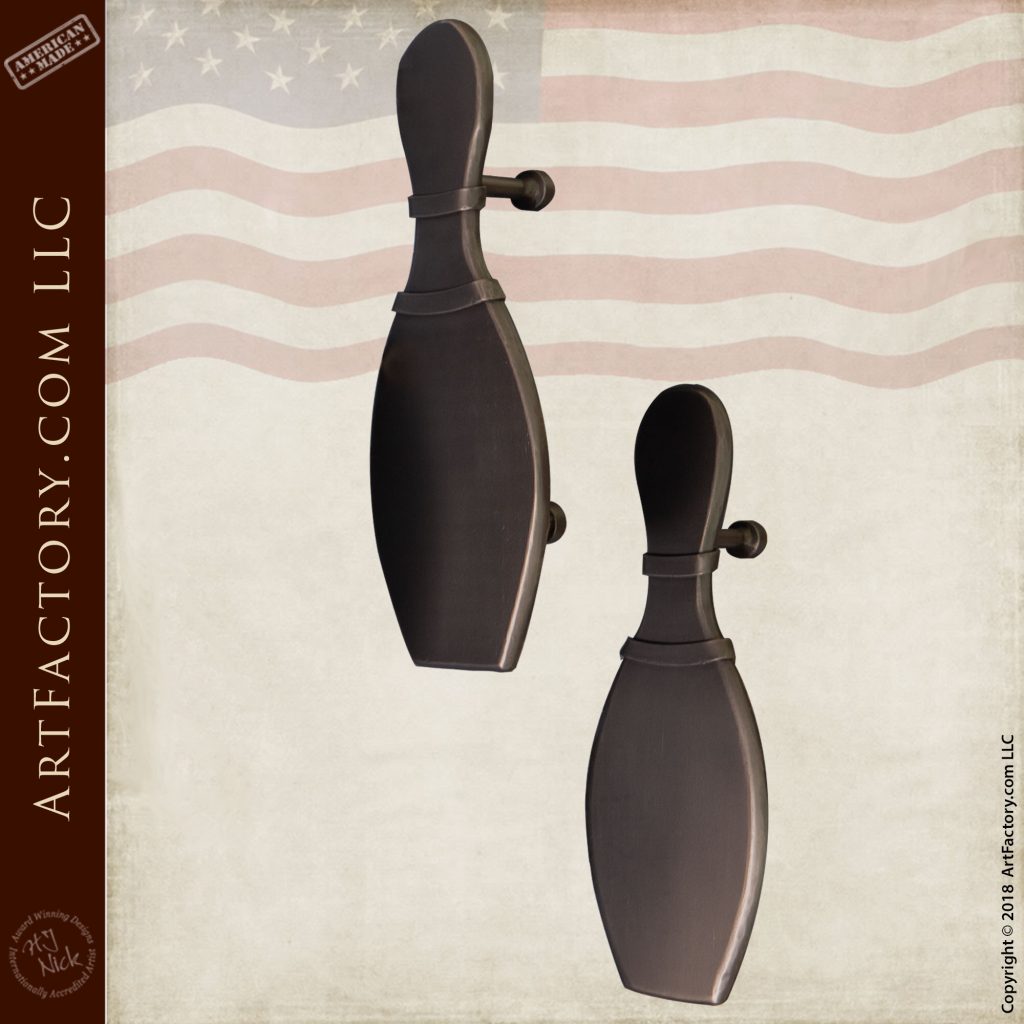 Bowling Pin Door Handles: Custom Hand Forged Wrought Iron Pulls