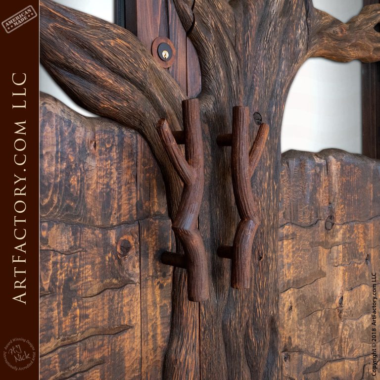 Winter Tree Front Door: Master Hand Carved Custom Entrance
