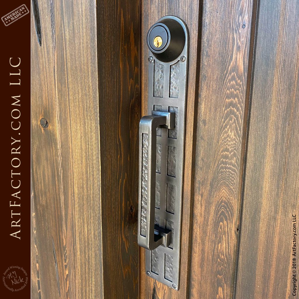Contemporary Style Iron Door Pulls: Custom Hand Forged Hardware