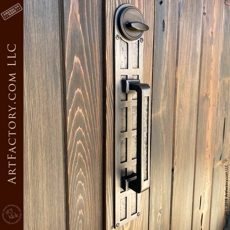 Custom Craftsman Door Handle: Genuine Blacksmith Hand Forged Iron