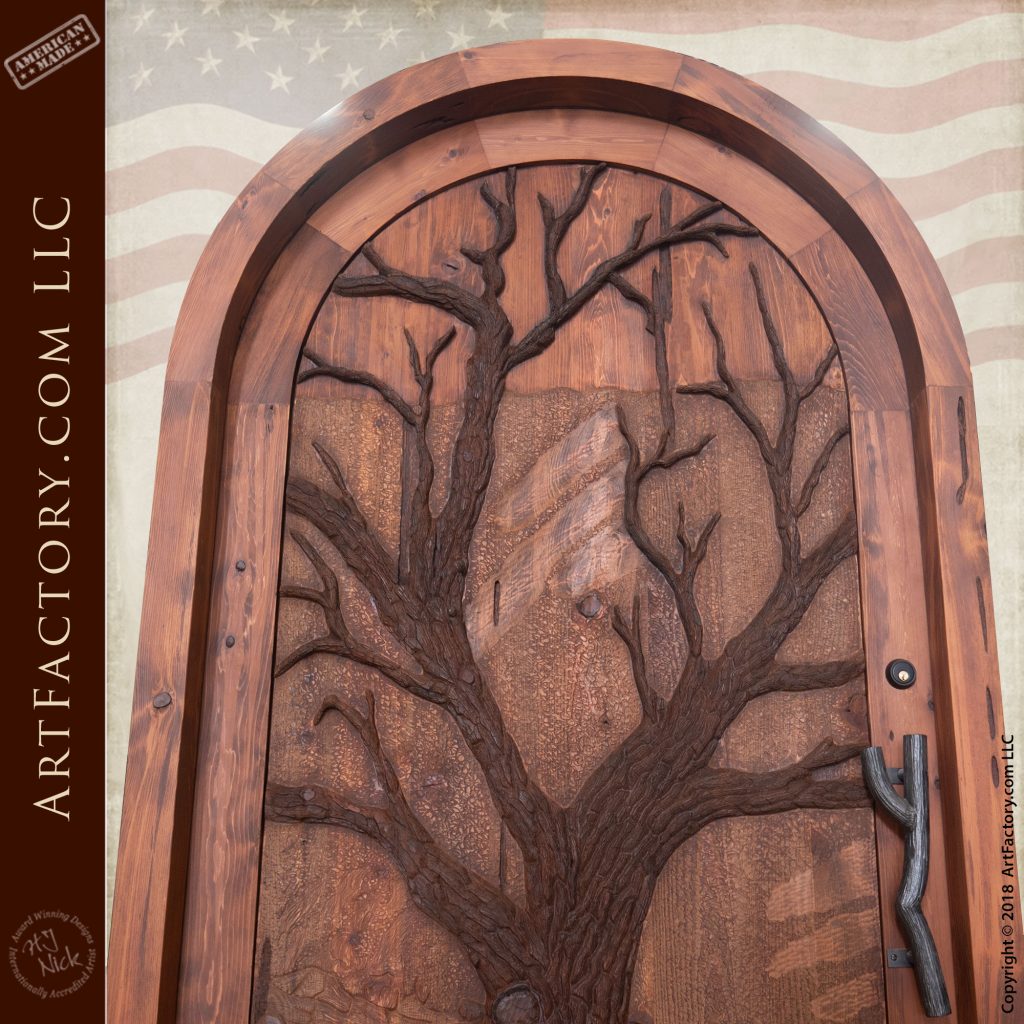 Arched Oak Tree Door: World Class Fine Art Master Hand Wood Carving