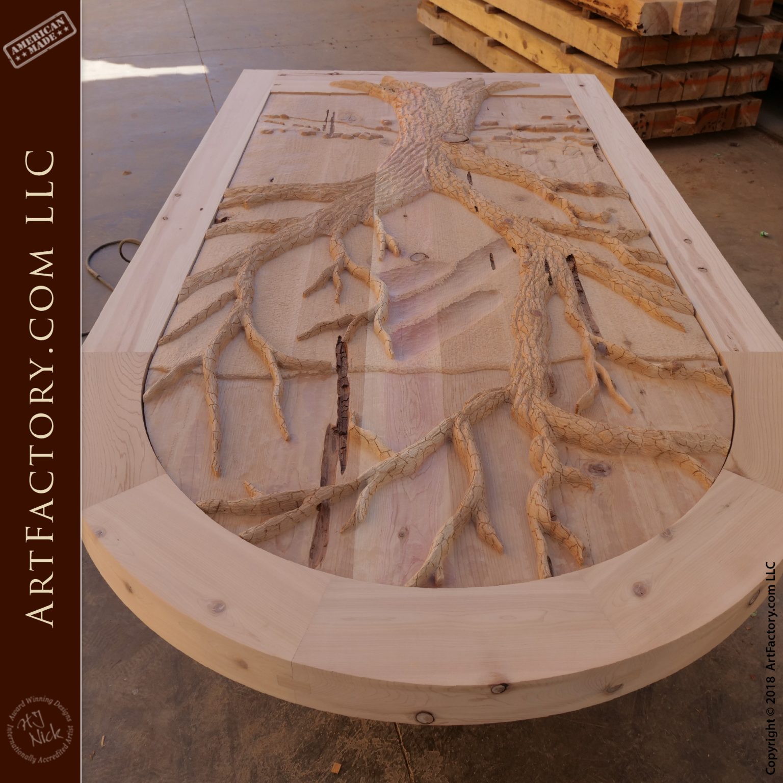 Arched Oak Tree Door: World Class Fine Art Master Hand Wood Carving
