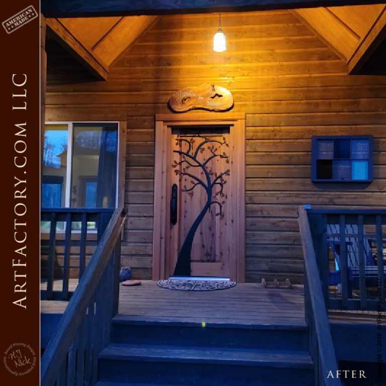 Custom Farmhouse Door: Blacksmith Forged Iron Handles & Hardware