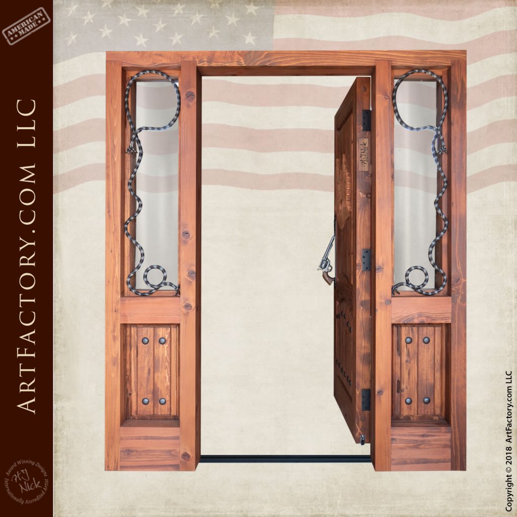 Tractor Brothers Front Door: Custom Western Carved Entrance