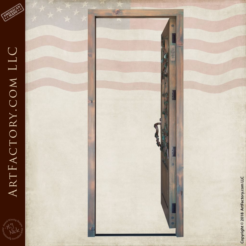 Custom French Vine Door: With Hand Forged Iron Accent Overlays