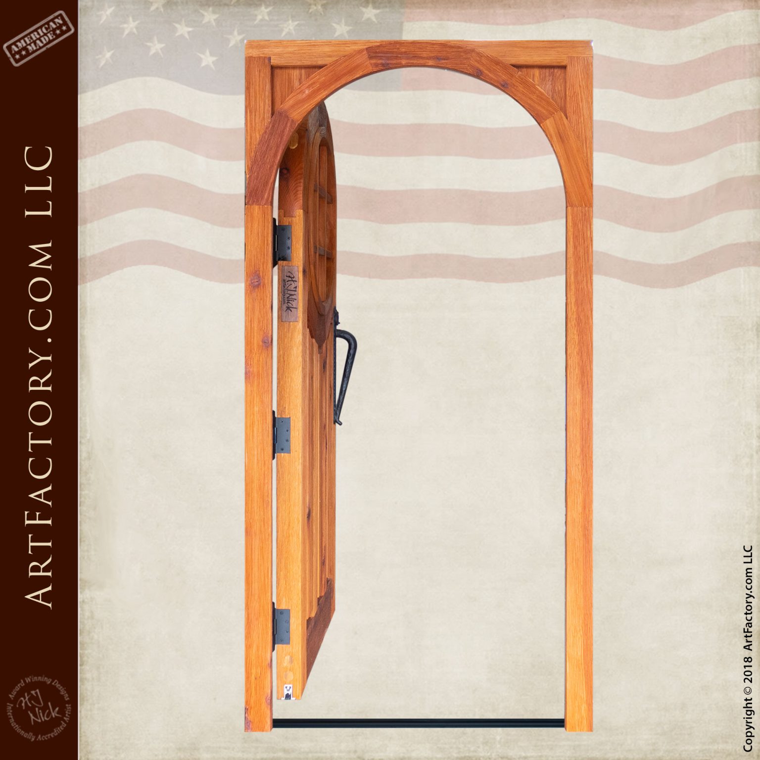 Vertical Plank Front Door: Solid Wood With Custom Round Window