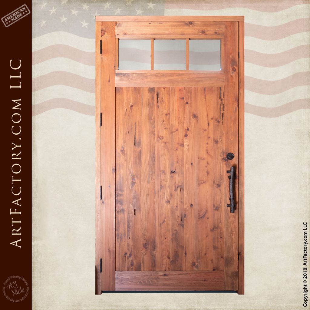 Wood Custom Front Door: Solid With 3 Panel Viewing Window