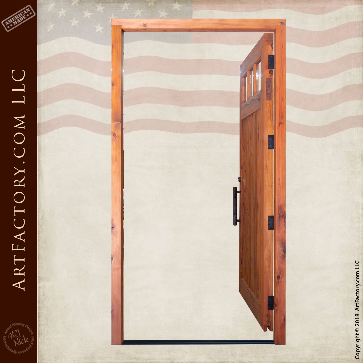 Wood Custom Front Door: Solid With 3 Panel Viewing Window