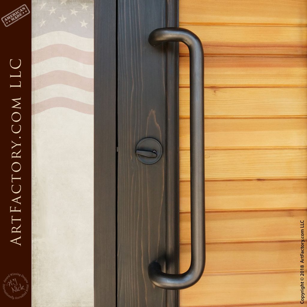 Custom Contemporary Door Handle: Blacksmith Hand Forged Iron