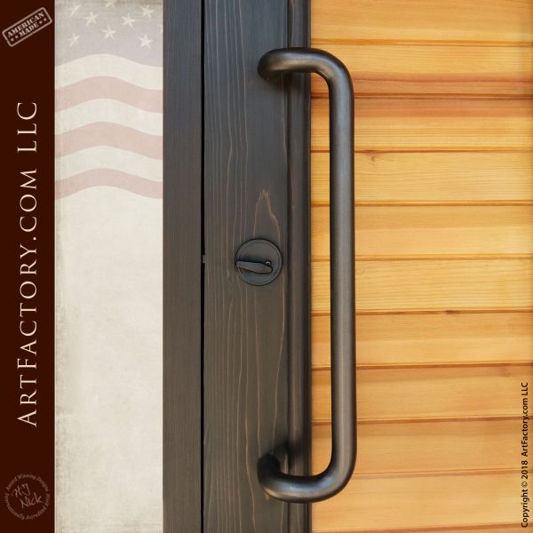 Custom Contemporary Door Handle: Blacksmith Hand Forged Iron