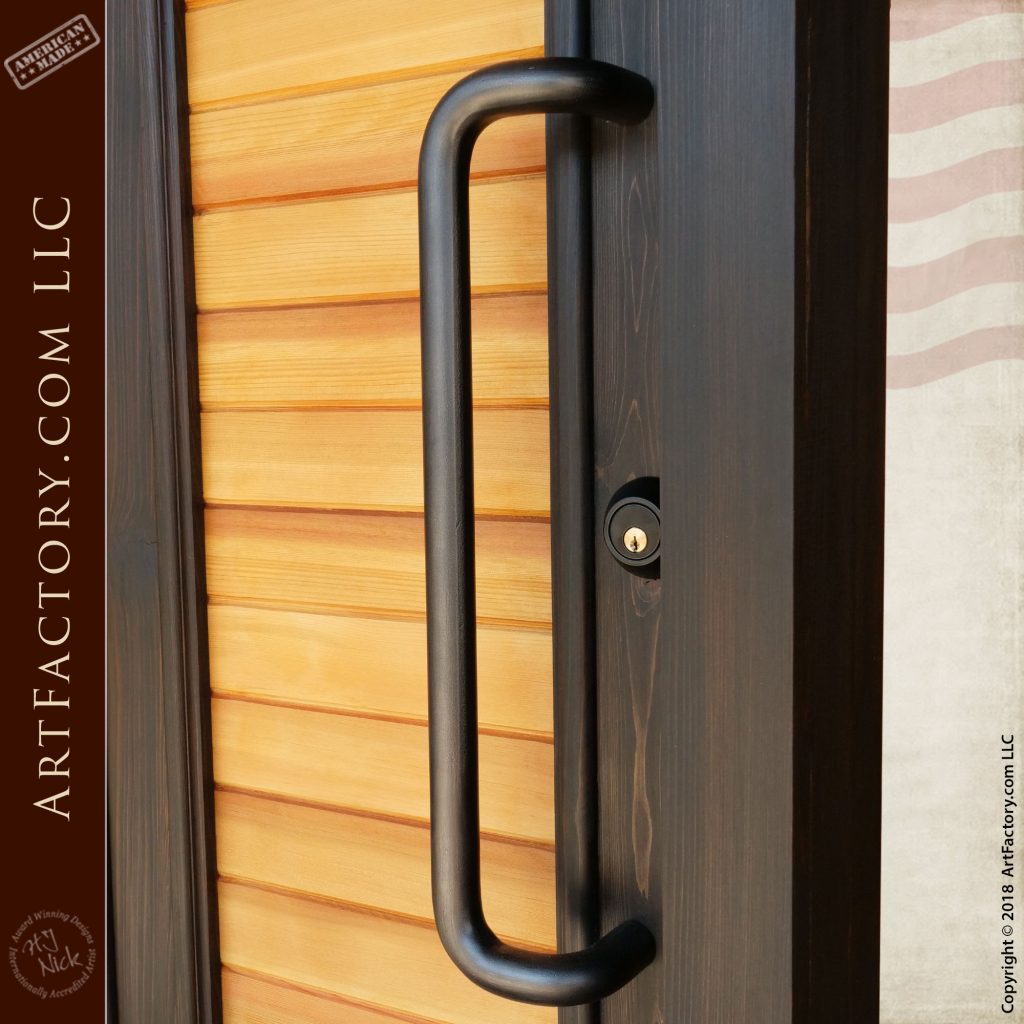 Custom Contemporary Door Handle: Blacksmith Hand Forged Iron