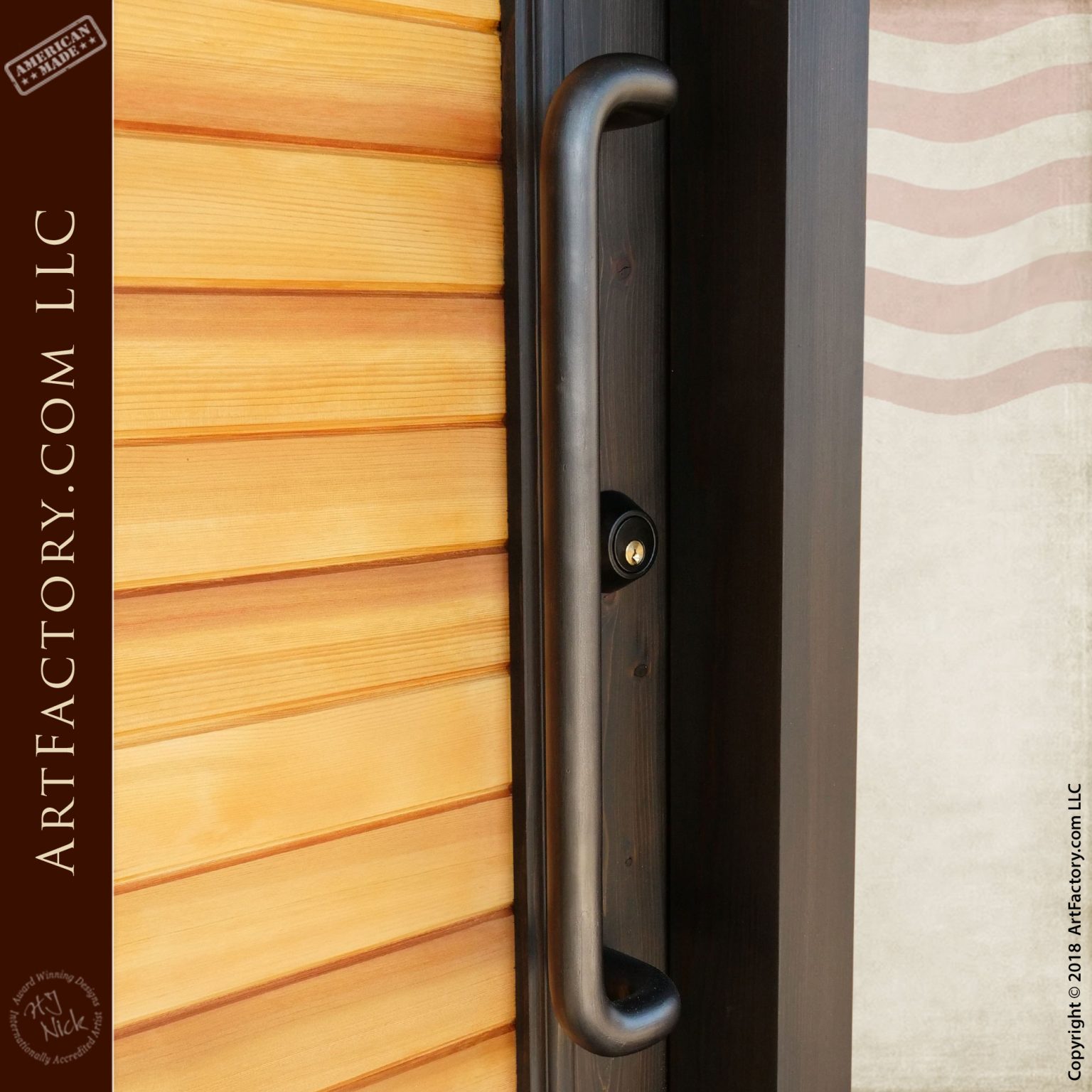 Custom Contemporary Door Handle: Blacksmith Hand Forged Iron