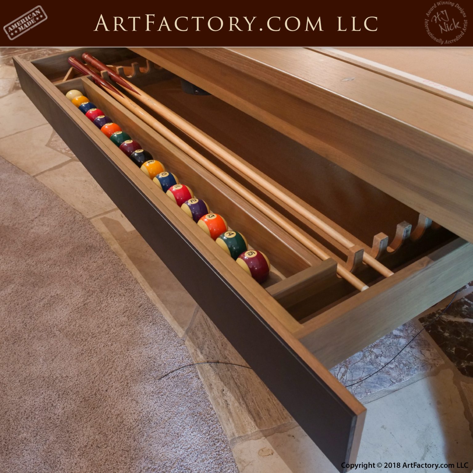 Custom Contemporary Pool Table: Certified Fine Art By H.J. Nick