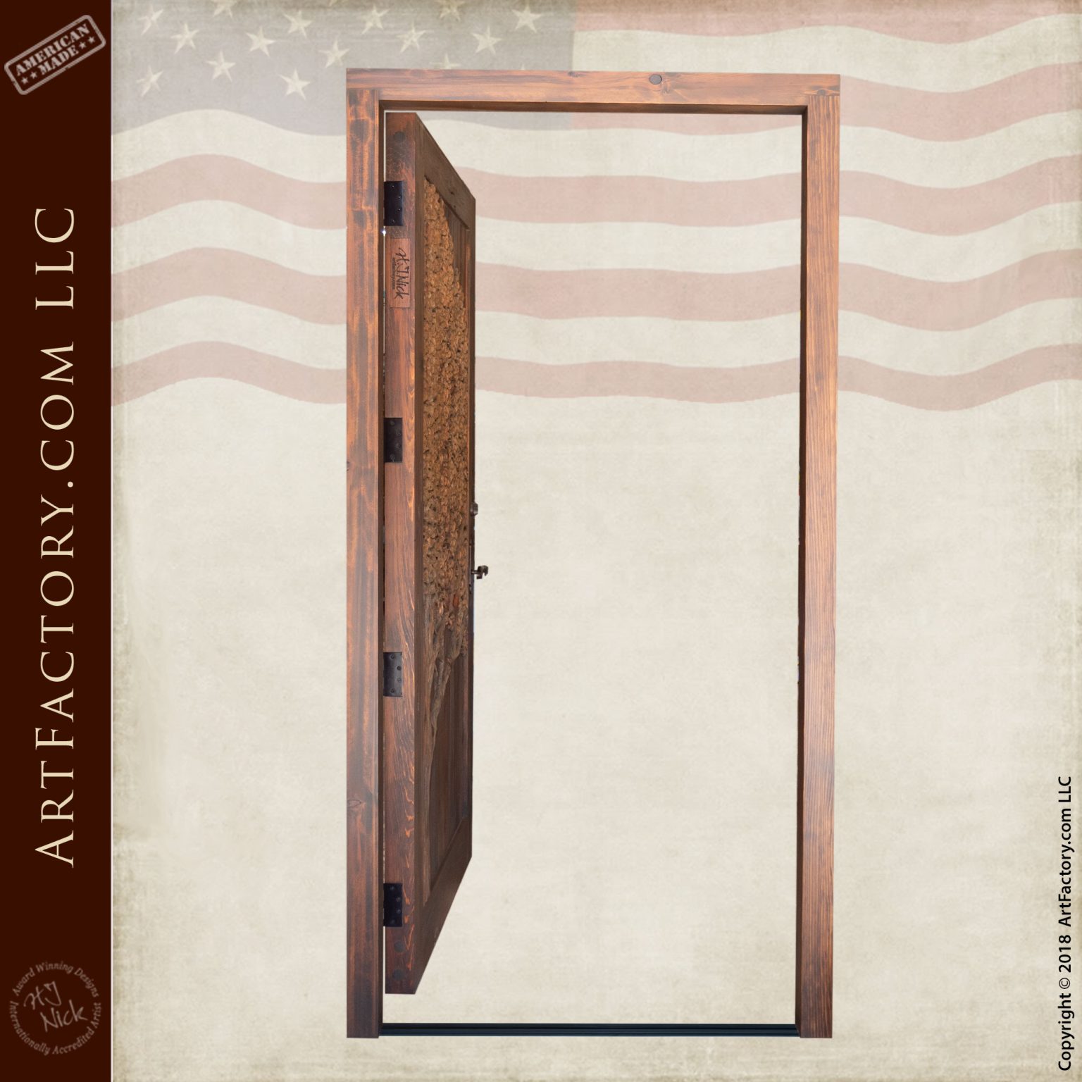 Apple Blossom Carved Door: Fine Art Craftsman Custom Entrance
