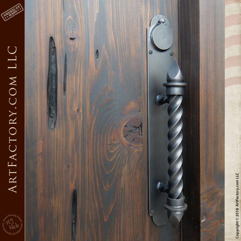 Twisted Spear Door Pull: Blacksmith Hand Forged Iron Handle