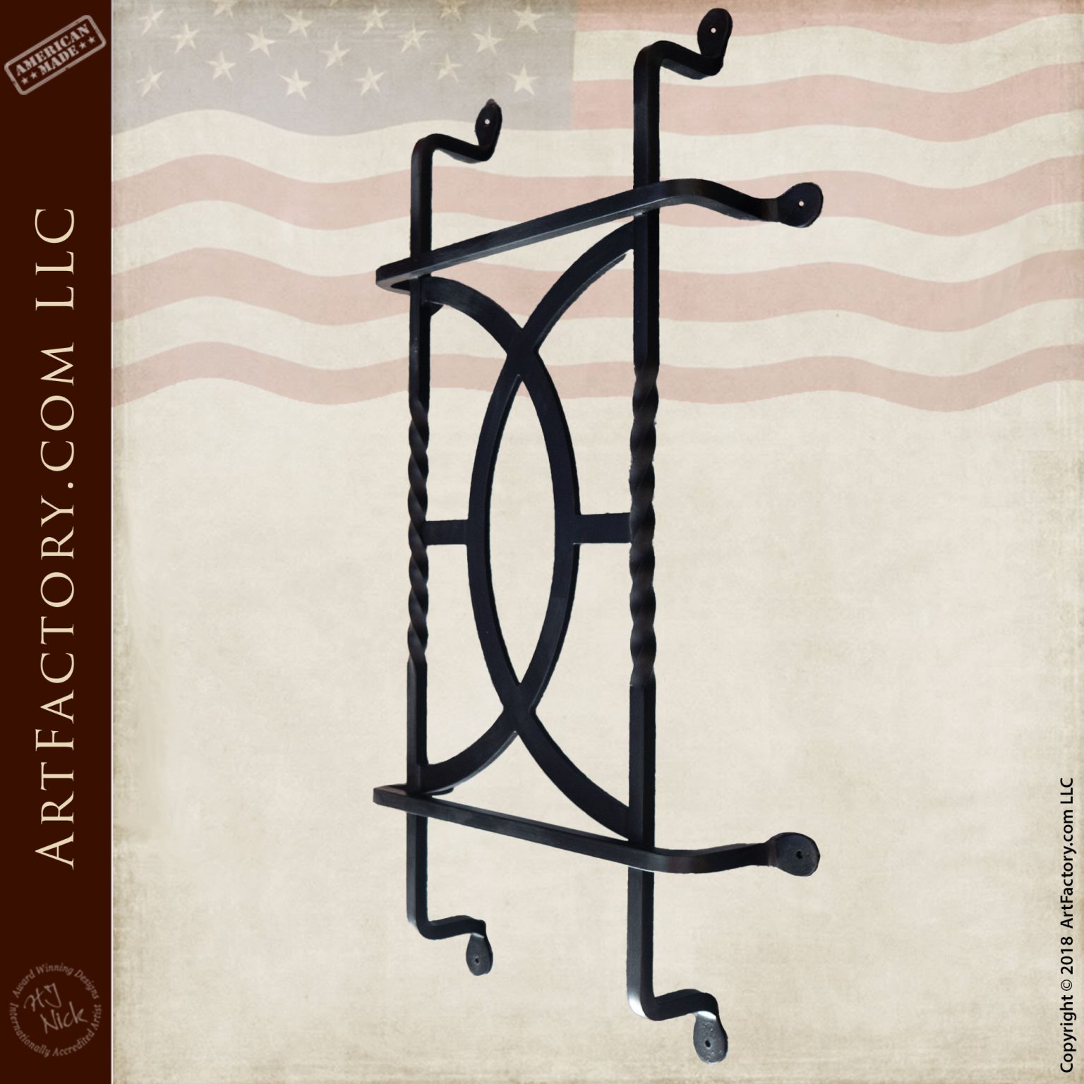 Double C Twist Grill: Custom Iron Speakeasy Portal Door Grille