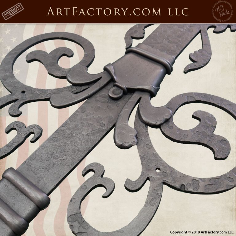 Custom Ornamental Iron Strap: Medieval Inspired Decorative Hinge