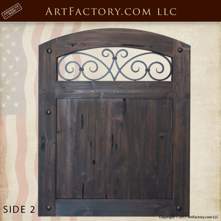 Custom Wooden Garden Gate: Blacksmith Hand Forged Ironwork