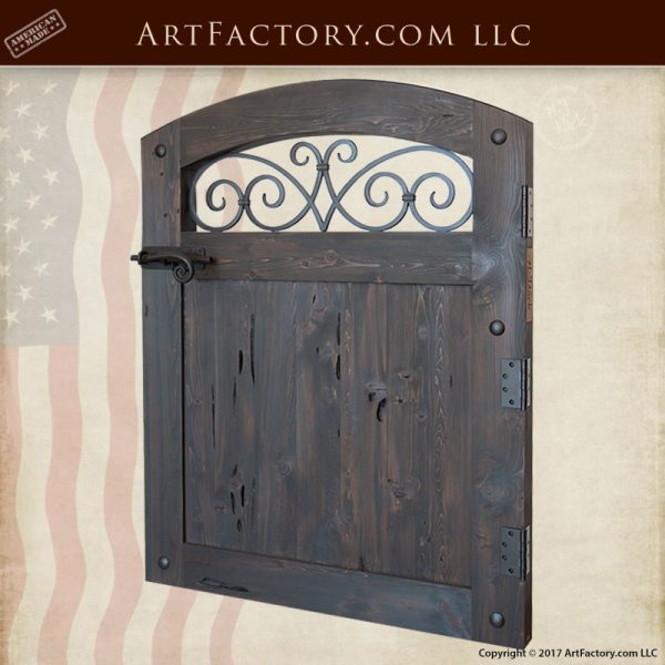 Custom Wooden Garden Gate: Blacksmith Hand Forged Ironwork