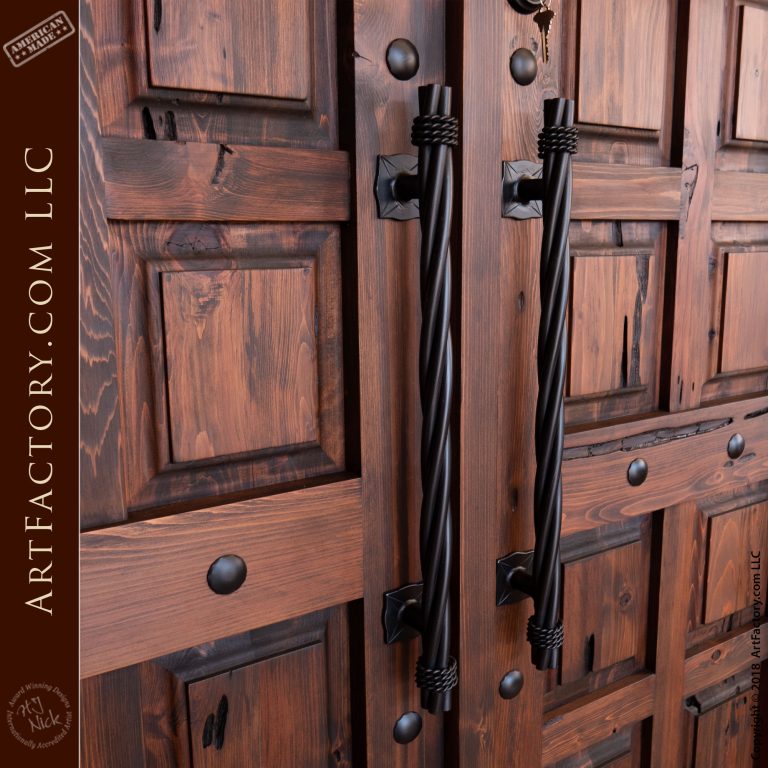 Symmetrical Panel Double Doors: Custom Wood Grand Entrance