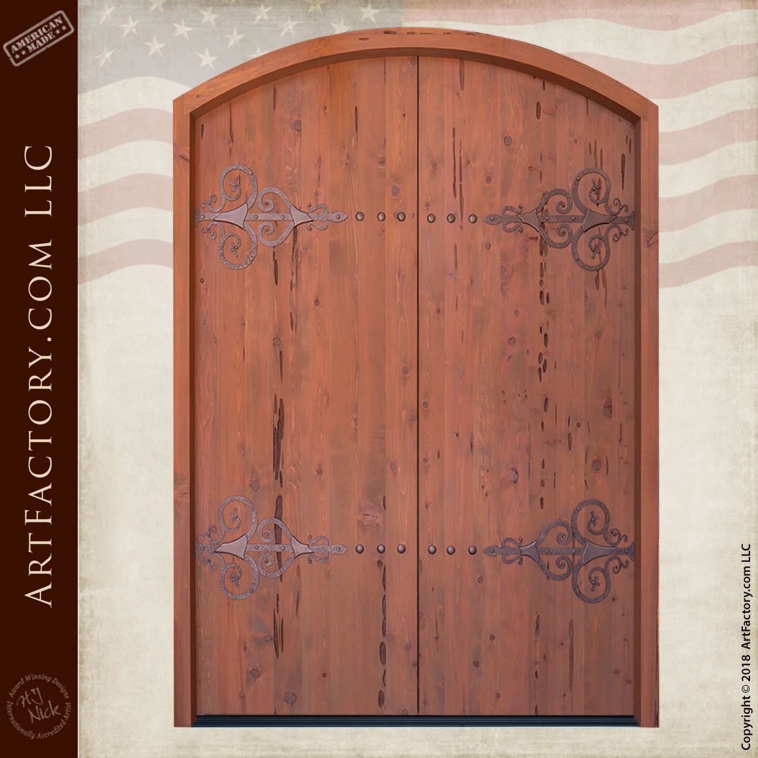 Wooden Double Church Doors: With Custom Fine Art Leaded Glass