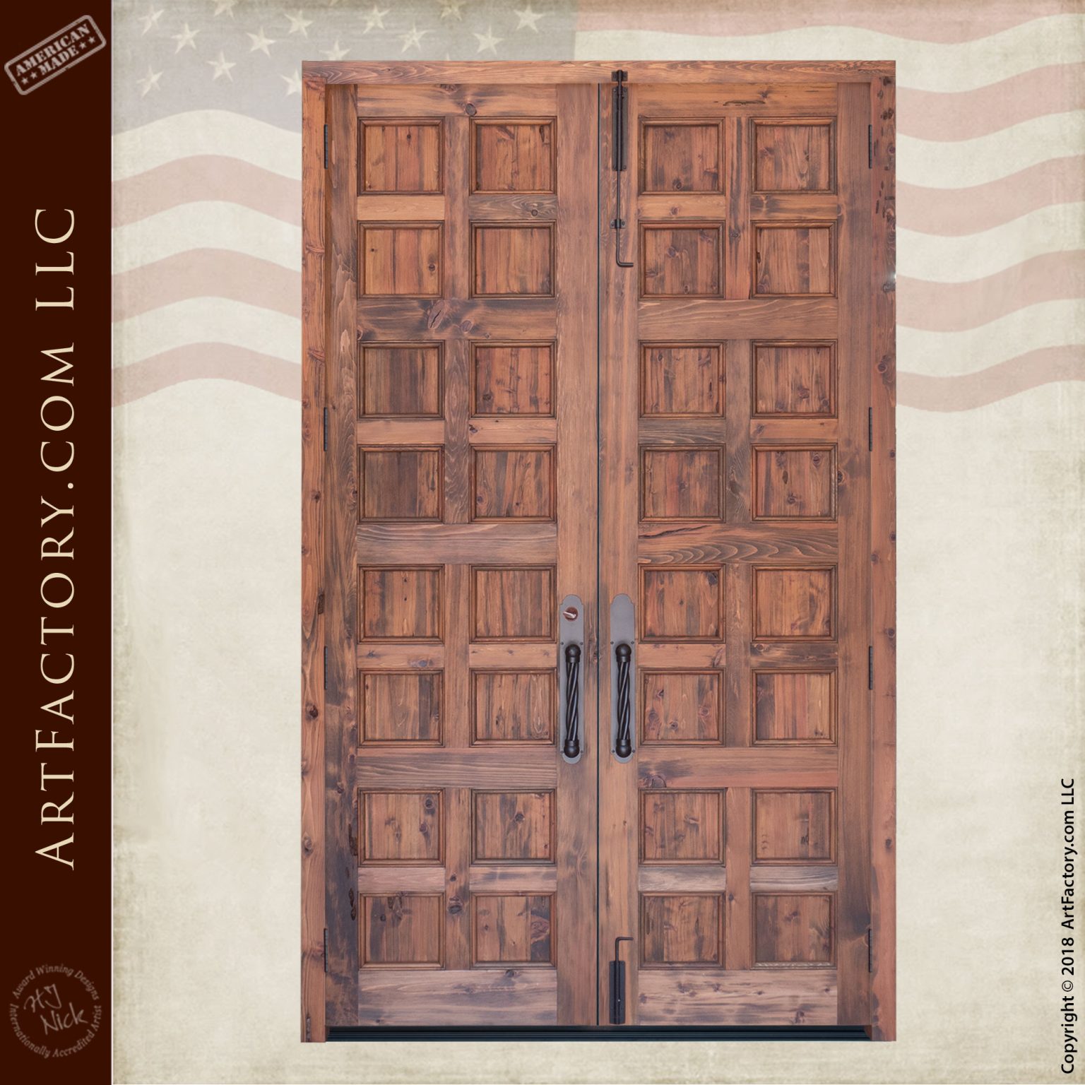 Double 16 Panel Doors: Handmade Solid Wood Custom Entrance