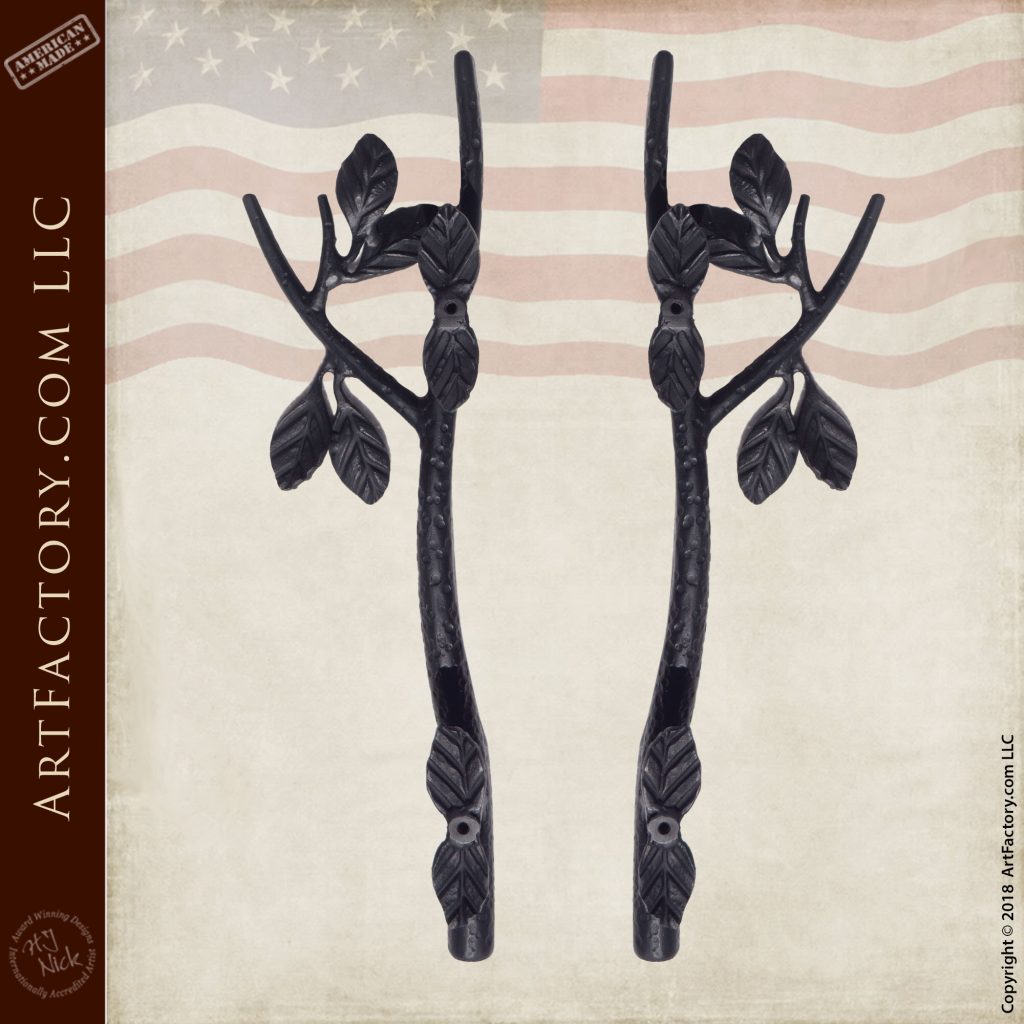 Custom Apple Branch Pulls: Hand Forged Iron Appliance Handles
