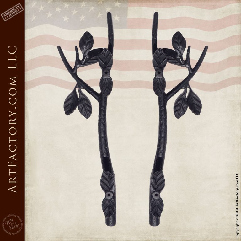 Custom Apple Branch Pulls: Hand Forged Iron Appliance Handles