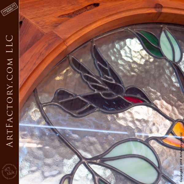 Humming Bird Stained Glass Door: Custom Removable Panel
