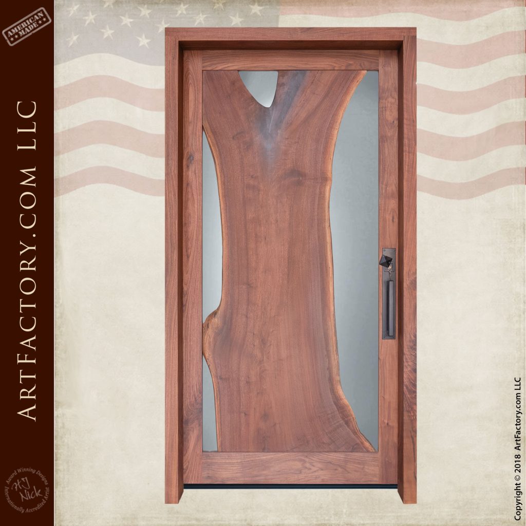 Custom Arboreal Front Door: Blacksmith Hand Forged Iron Tree Overlay