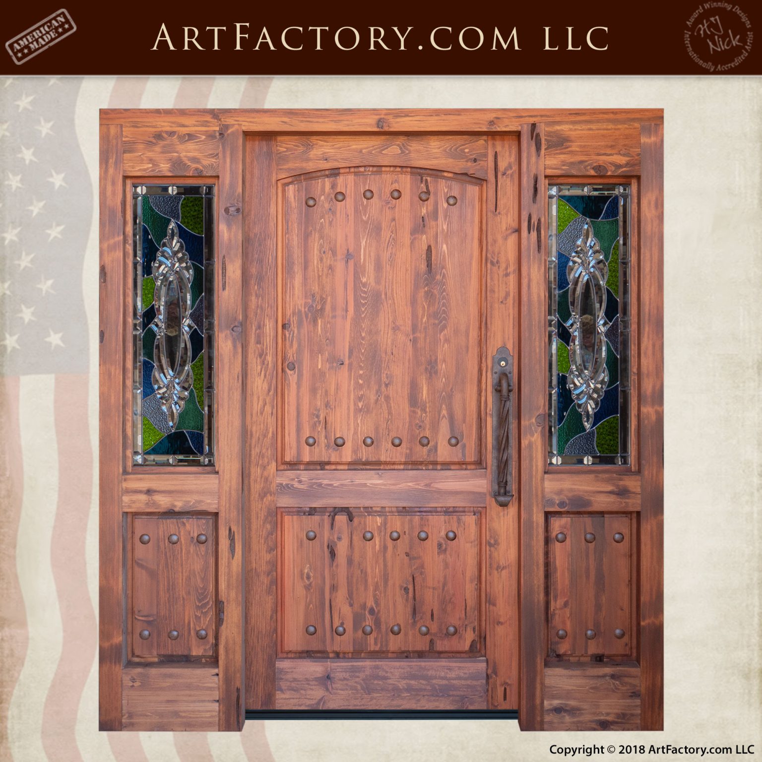 Custom Arboreal Front Door: Blacksmith Hand Forged Iron Tree Overlay