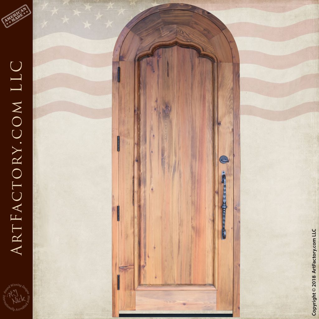 Inverted Panel Arched Door: Wood With Custom Art Deco Moulding