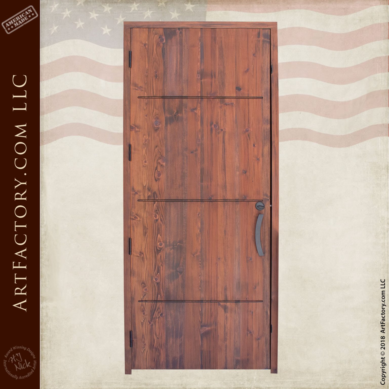 Mountain Carved Front Door: Custom Handmade From Solid Wood