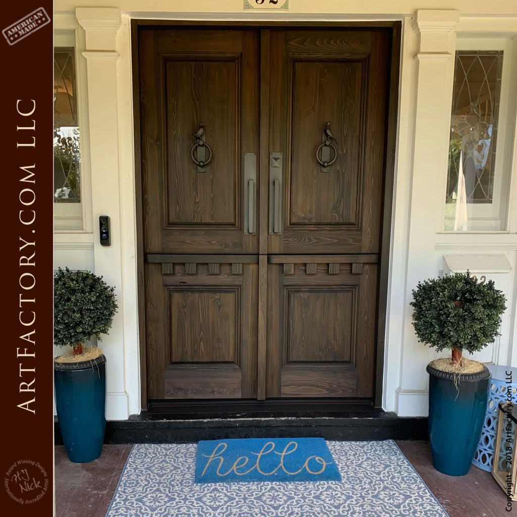 Double 16 Panel Doors: Handmade Solid Wood Custom Entrance