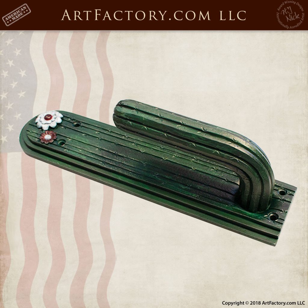 Saguaro Cactus Door Handle: Custom Blacksmith Handmade Pull