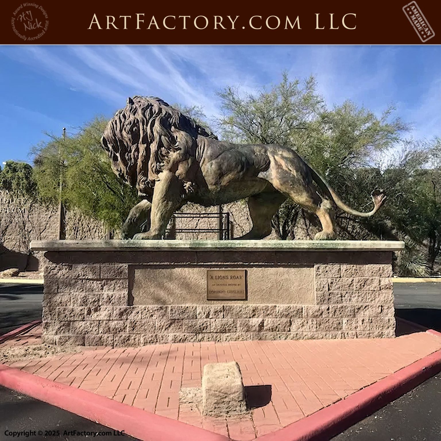 A Lion’s Roar Monumental Bronze Masterpiece by Ghiglieri