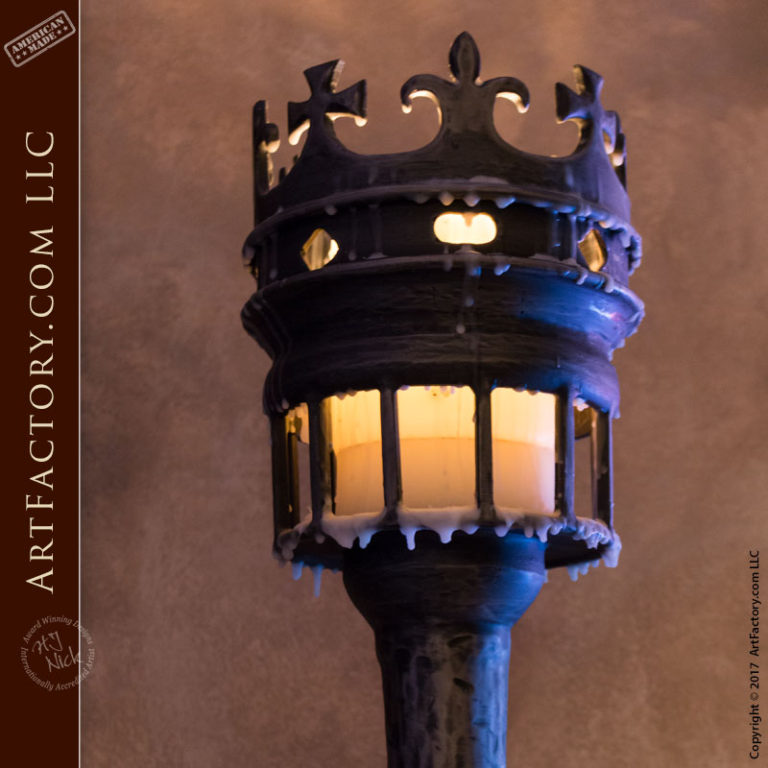Custom Crown Torch Sconce - Medieval Castle Inspired Wall Lighting