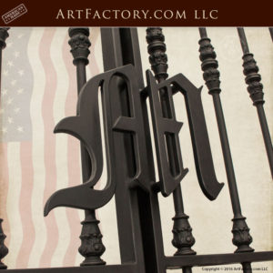 Fine Art Wrought Iron Gate - Custom Monogram Spade Design