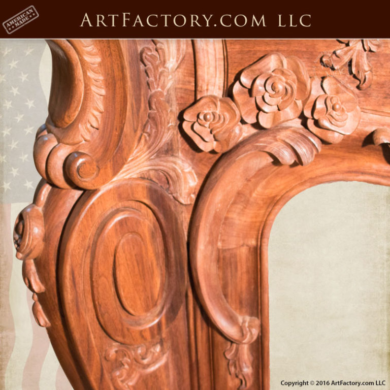 Master Hand Carved Fireplace Mantel: French Rococo Inspired Design