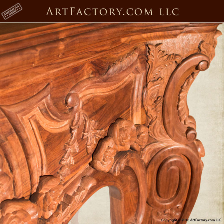 Master Hand Carved Fireplace Mantel: French Rococo Inspired Design
