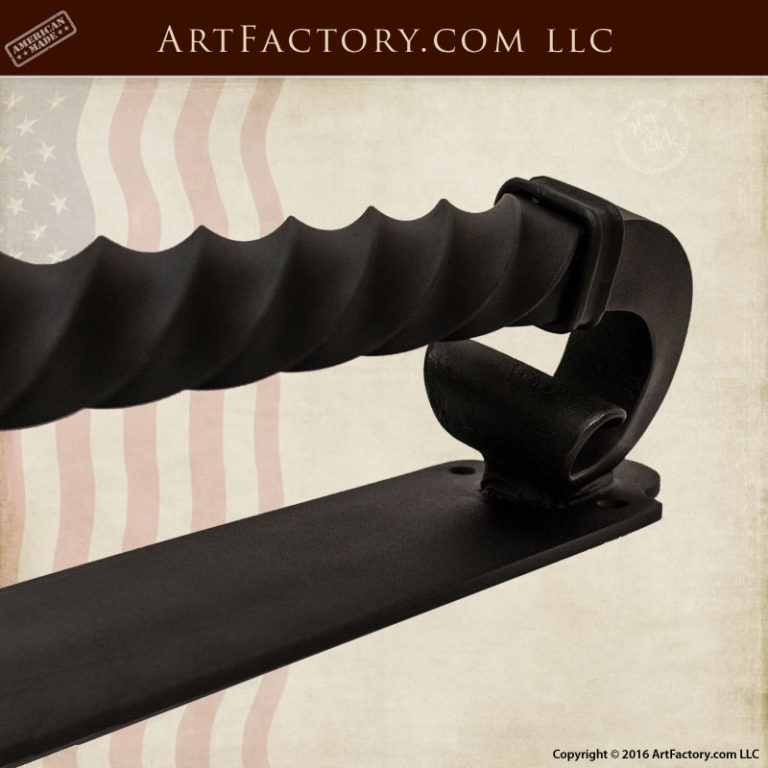 Offset Spiral Twist Door Pull: With Matching Hand Forged Iron Backplate