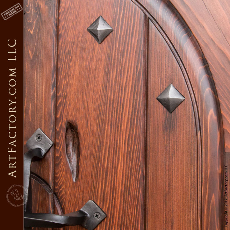 Decorative Arched Handmade Door: With Hand Forged Speakeasy Grill