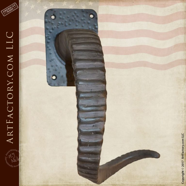 Antelope Horn Door Pulls: Custom Blacksmith Hand Forged Iron Handles